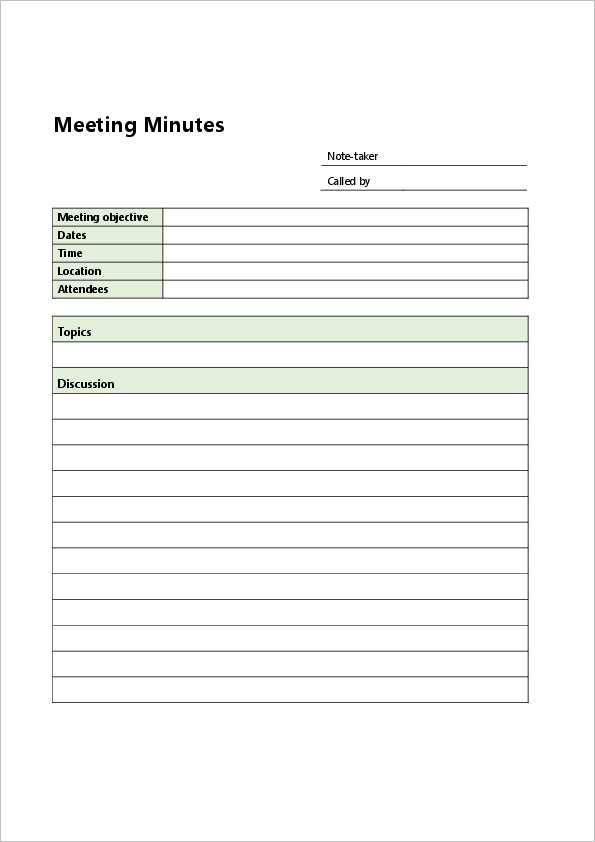 Printable Word Document Meeting Minutes Template Free Printable Templates