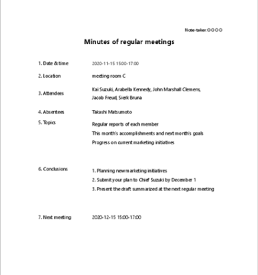 Meeting Minutes Templates | Word Free download