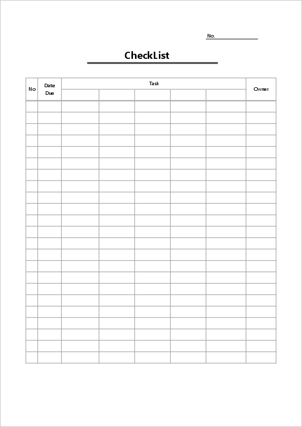 Simple Checklist Excel Template