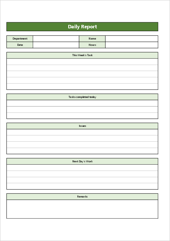 Daily Report Template Sales Business Free Excel Template