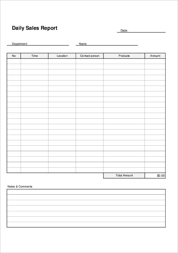 Daily Sales Report Template02 Excel Free Download