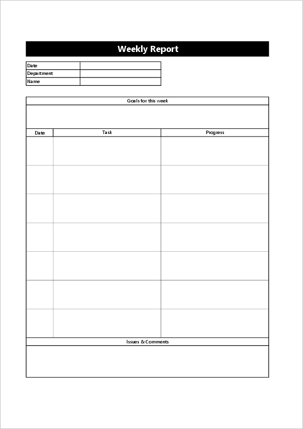 Free Report Templates Of Weekly Report Template Free Vrogue co
